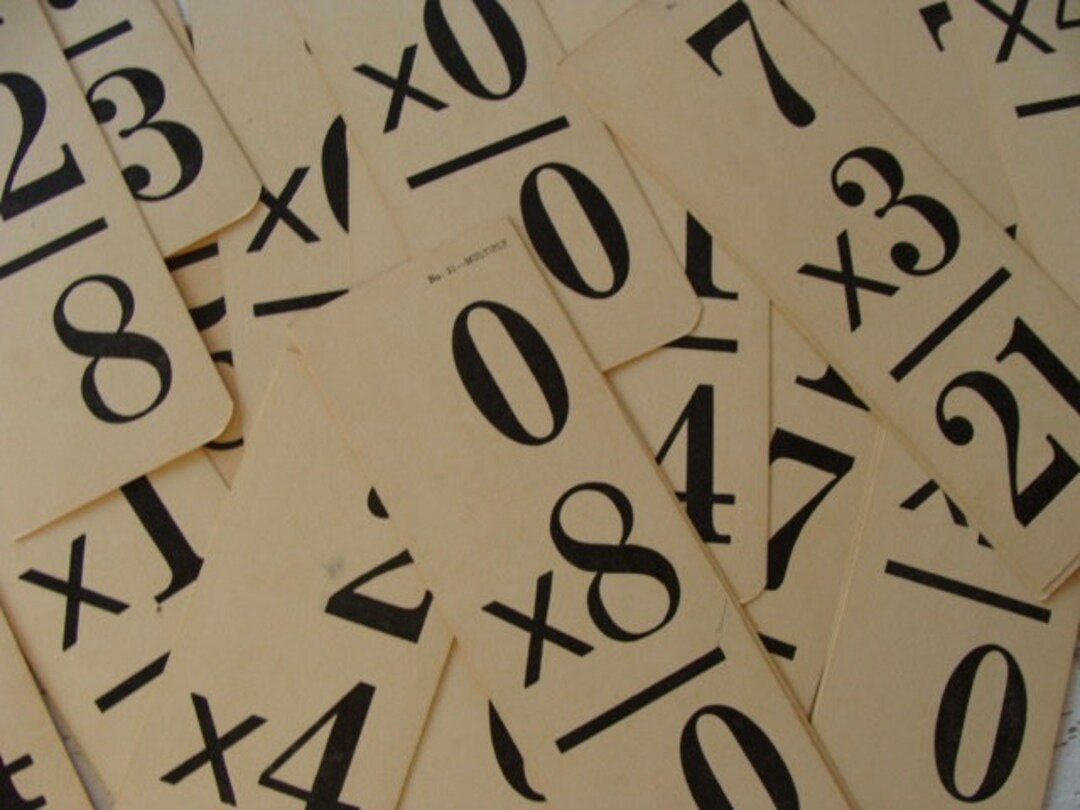 Very Large Math Flash Cards, Numbered Antique Mixed Mathematics Flash ...