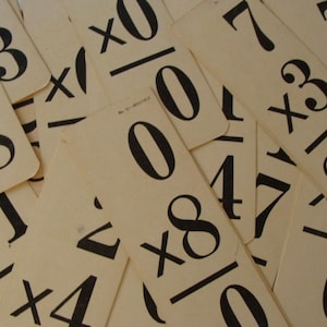 Very Large Math Flash Cards, Numbered Antique Mixed Mathematics Flash ...