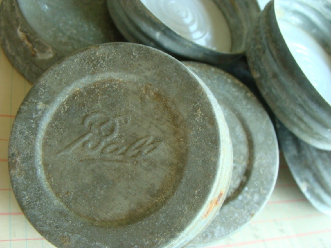 3 Vintage Antique Mason Jar Lids Aged Zinc Ball Canning Jar - Etsy