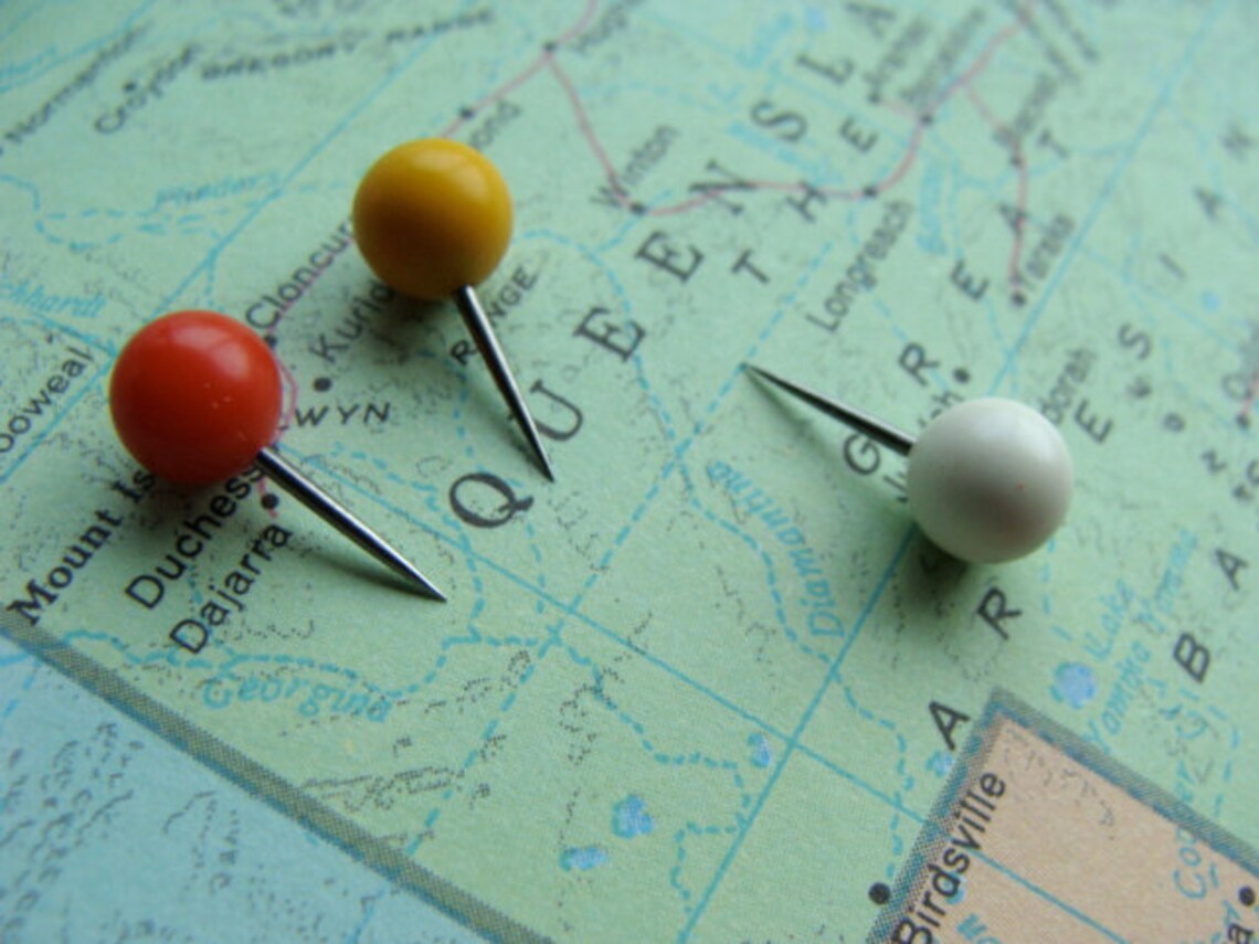 Vintage Map Pins Tacks Mid Century Modern the Places I Have - Etsy