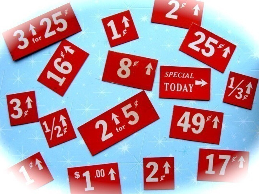 Dozen Antique Vintage 1950s Kitsch Price Tags Totally Awesome Pricing ...