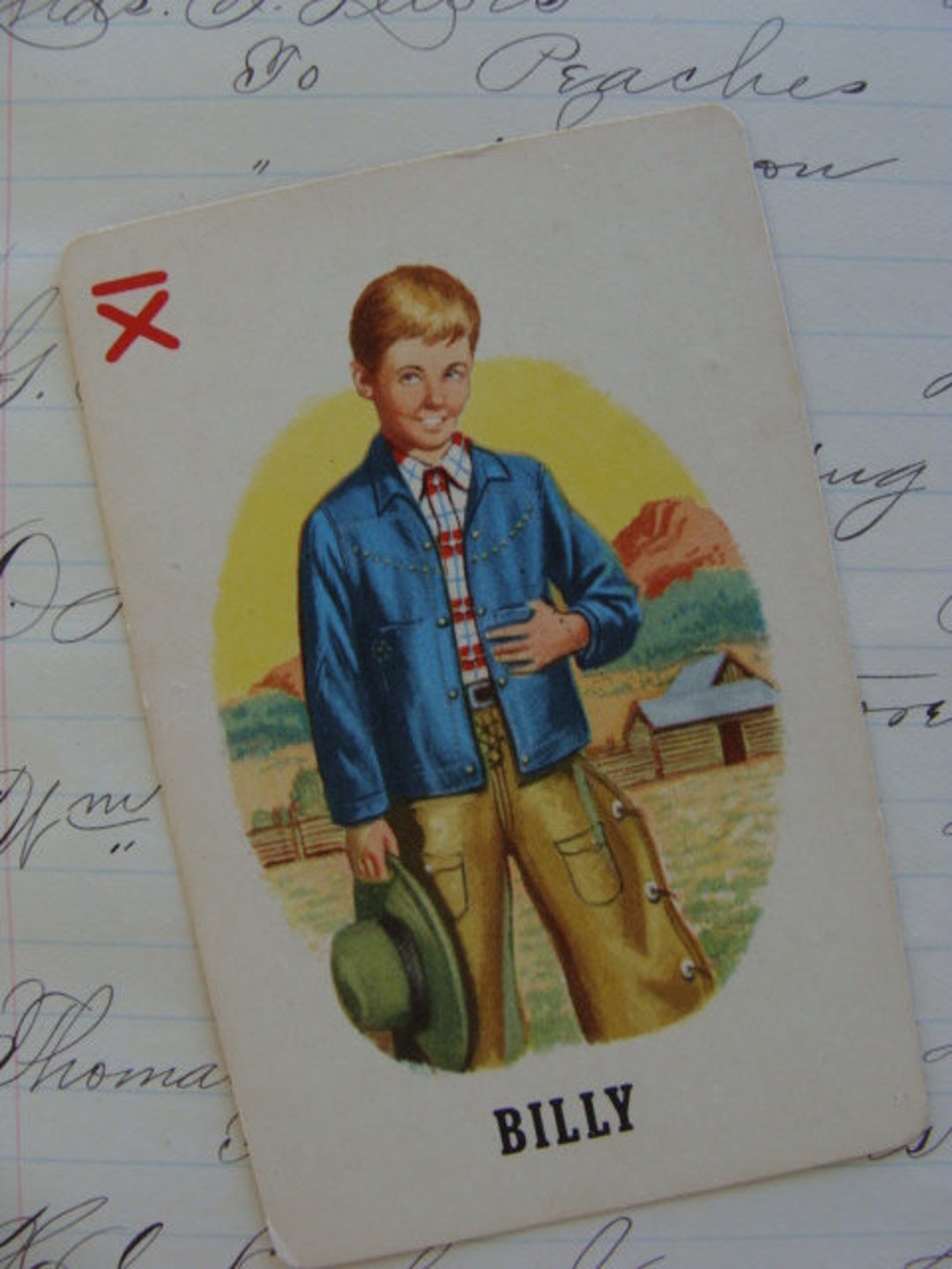 Rare Vintage Cowboy Whitman Playing Flash Card Billy - Etsy