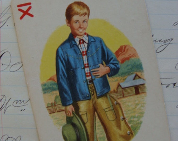 Rare Vintage Cowboy Flash Card - Etsy