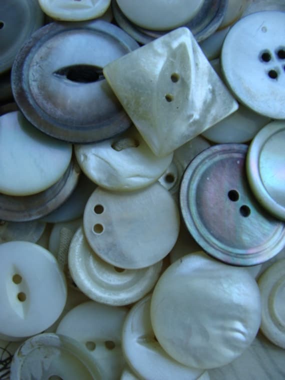 4 Dozen Antique Abalone Carved Shell Buttons Mother of Pearl - Etsy