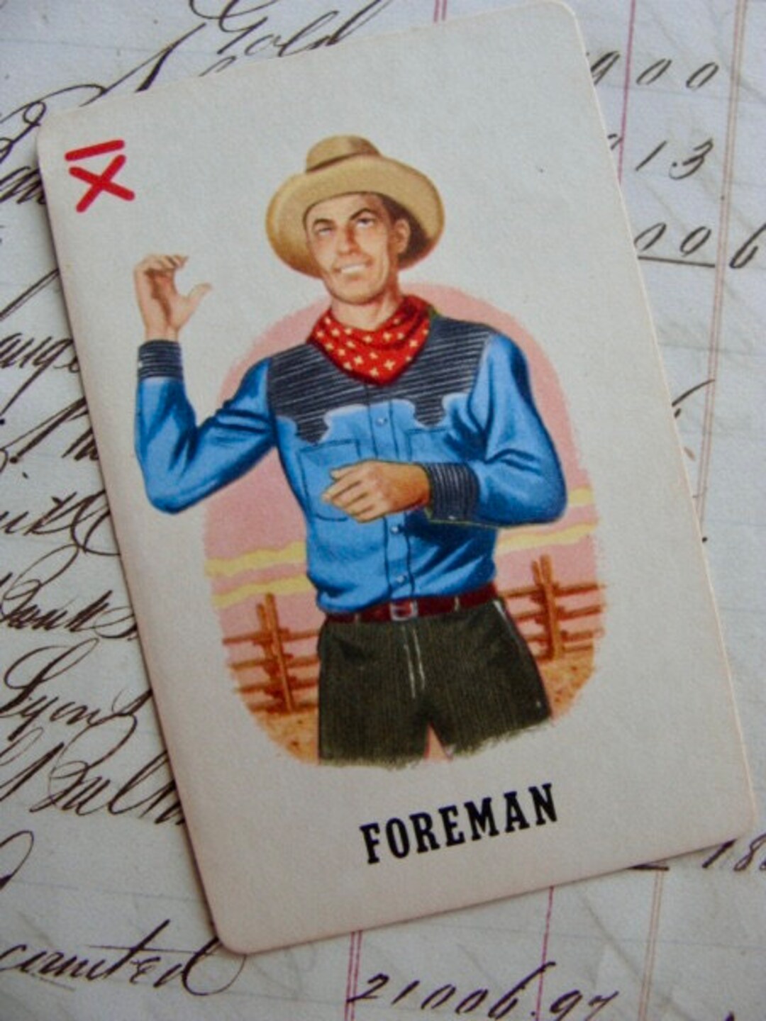 Rare Vintage Cowboy Flash Playing Card Farmhouse Foreman - Etsy