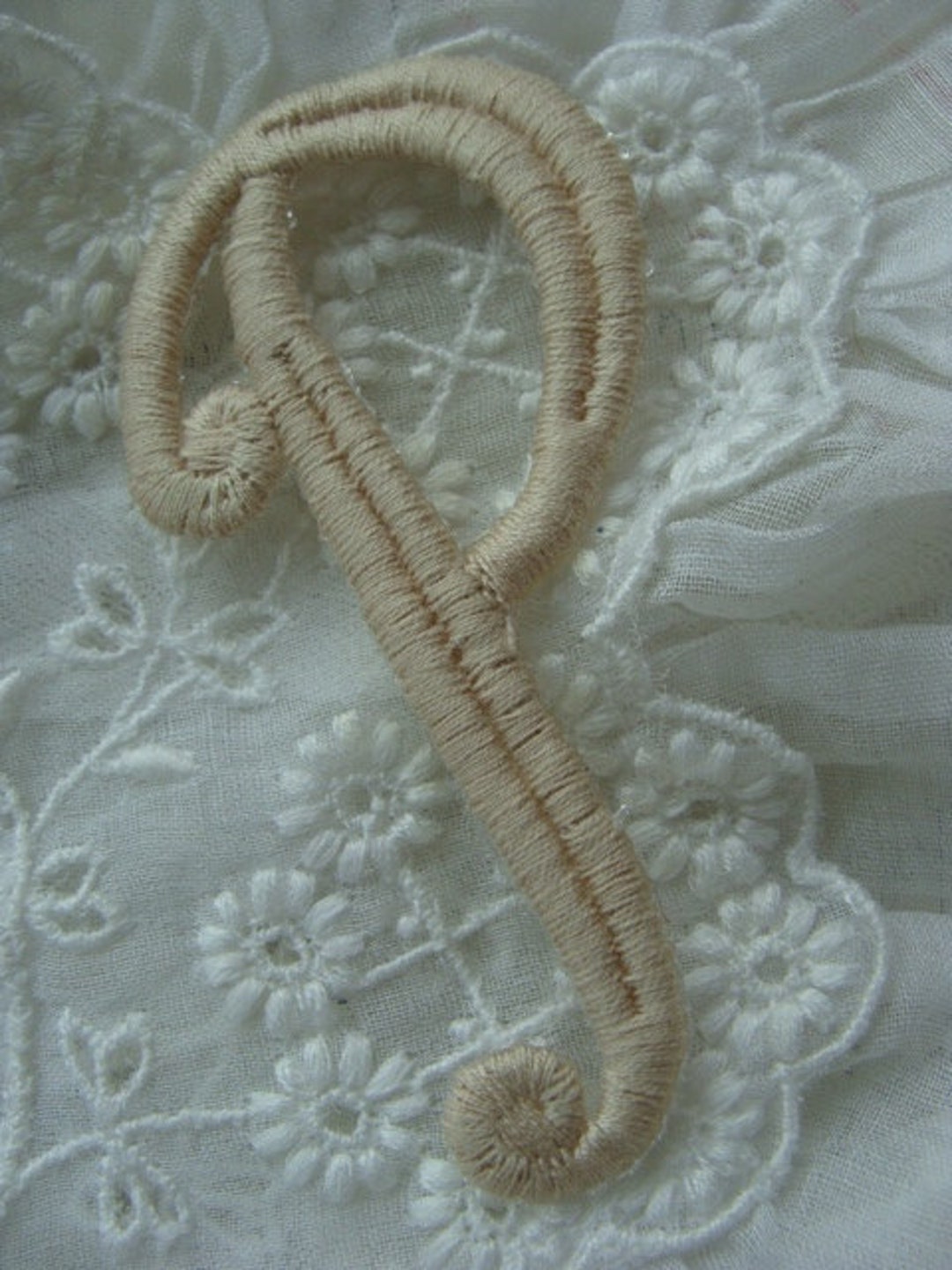 Vintage Victorian Embroidered Monogram Calligraphy Script Letter P I ...