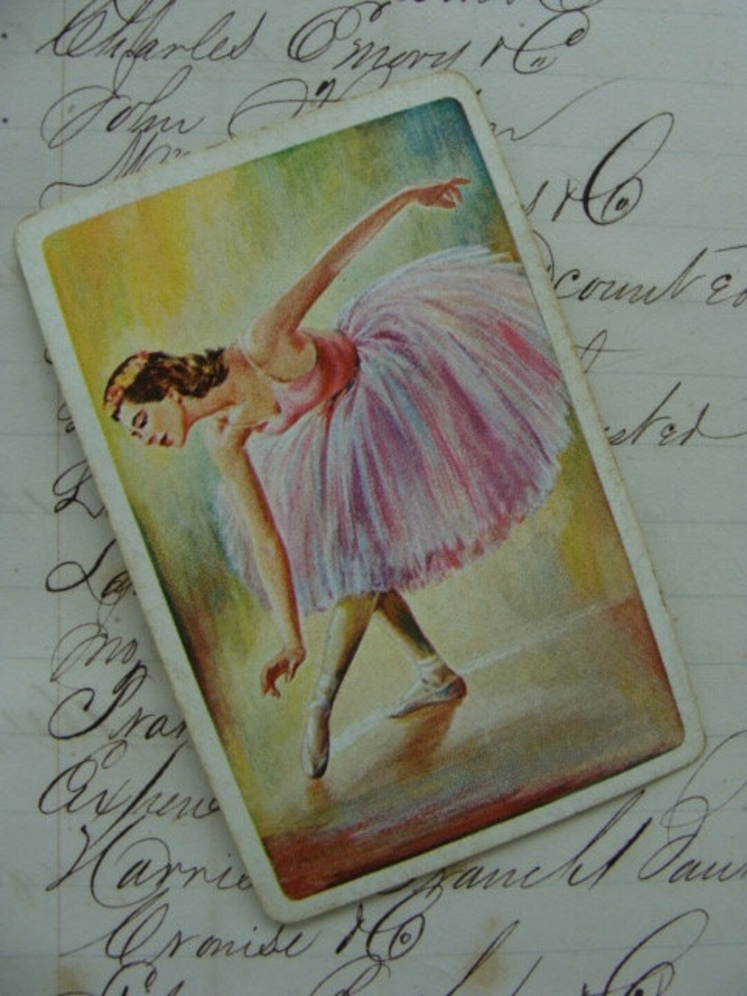 Antique Pink Ballerina Ballet Dancer Very French Ballet Trade Playing ...
