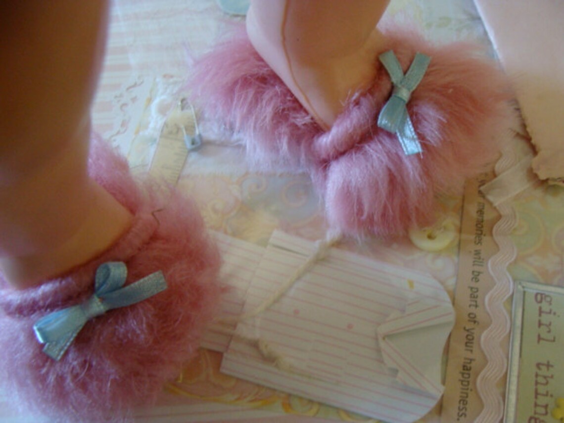 Antique 1950s Pink Powder Puff Doll House Slippers - Etsy