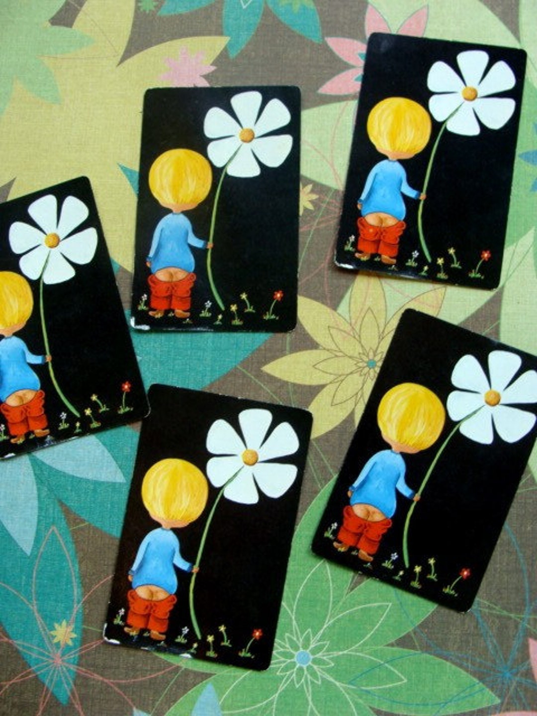 Adorable Vintage Playing Cards Flower Power - Etsy