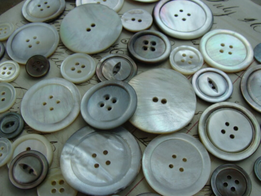46 Antique Abalone Carved Shell Buttons Mother of Pearl Large ...