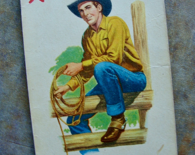 Rare Vintage Cowboy Flash Card - Etsy