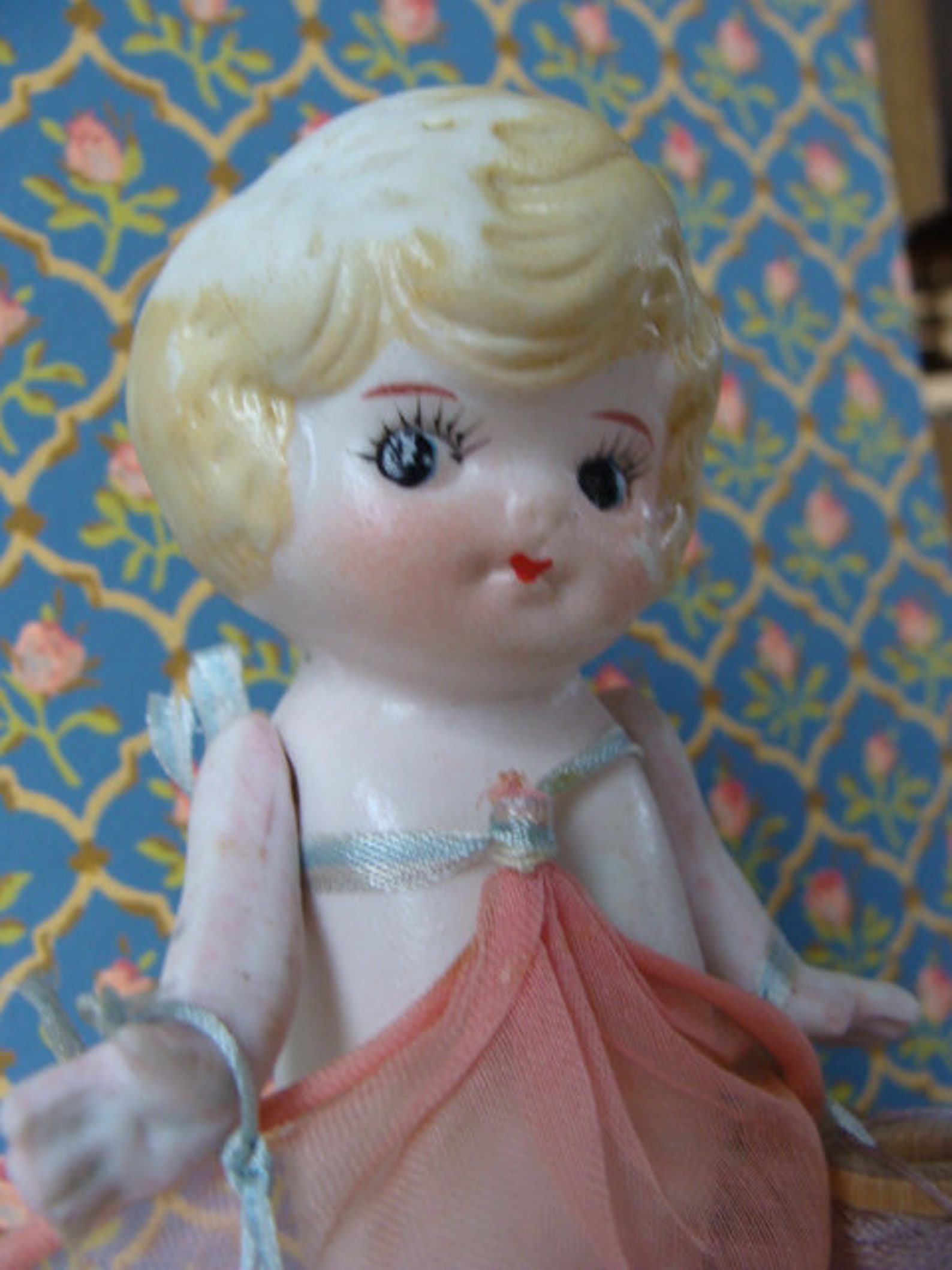 Darling Antique Jointed Bisque Doll With Her Sewing Supplies - Etsy