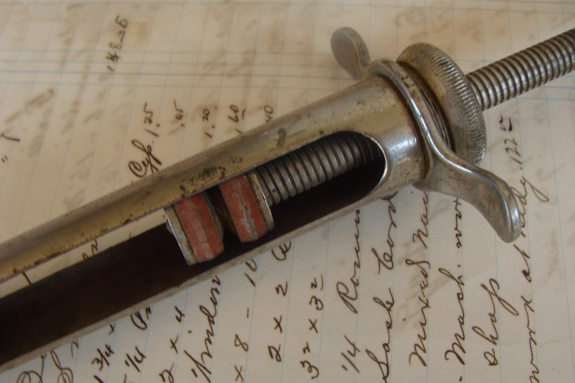 Rare Large Antique Medical Hypodermic Metal Syringe With Lots of ...