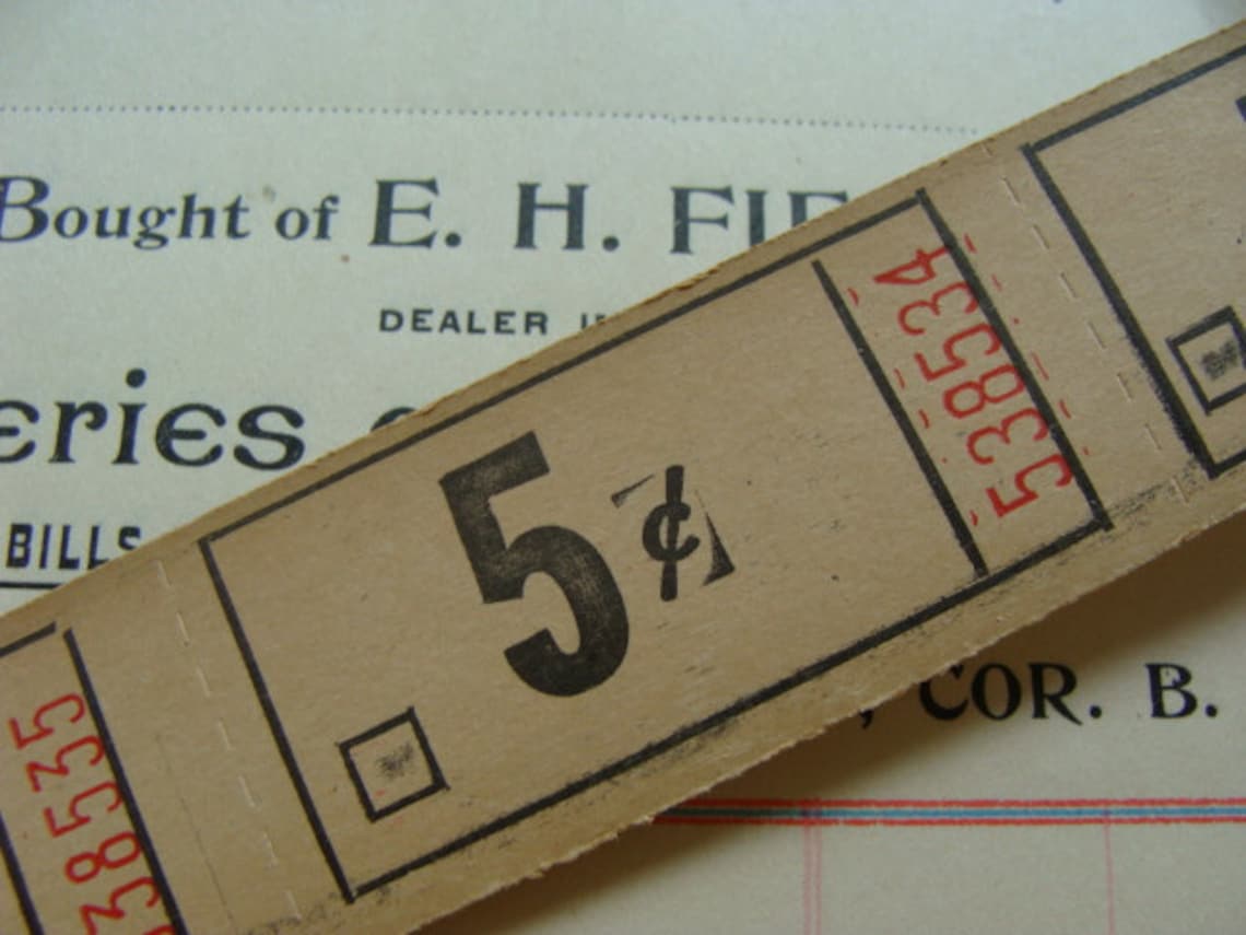 Antique 5 Cent Tickets 1 Dozen Very Old Gorgeous Sand Color - Etsy
