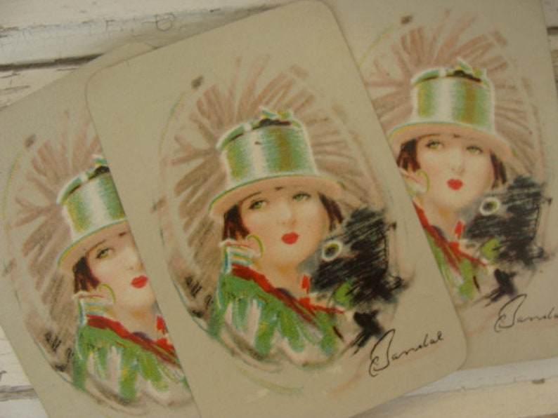 Stunning Antique Rare Art Deco Lady Mini Playing Cards Would Be ...