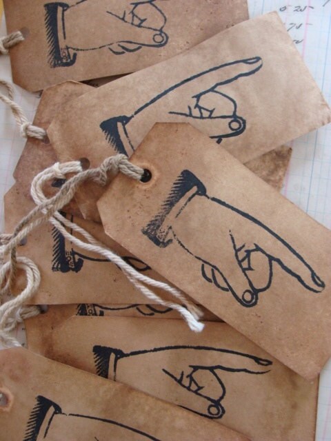 Hand Dyed and Hand Stamped Large Finger Pointing Steampunk - Etsy UK