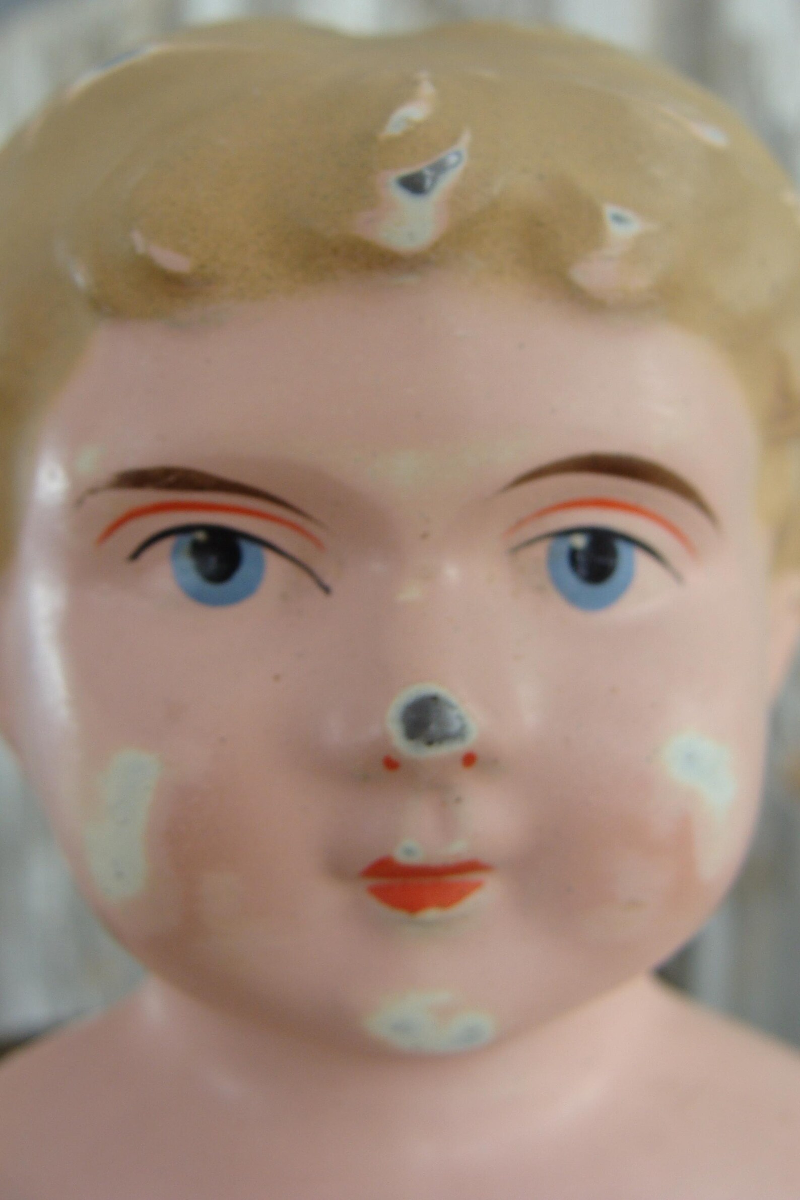 One Antique Minerva German Tin Metal Doll Head - Etsy