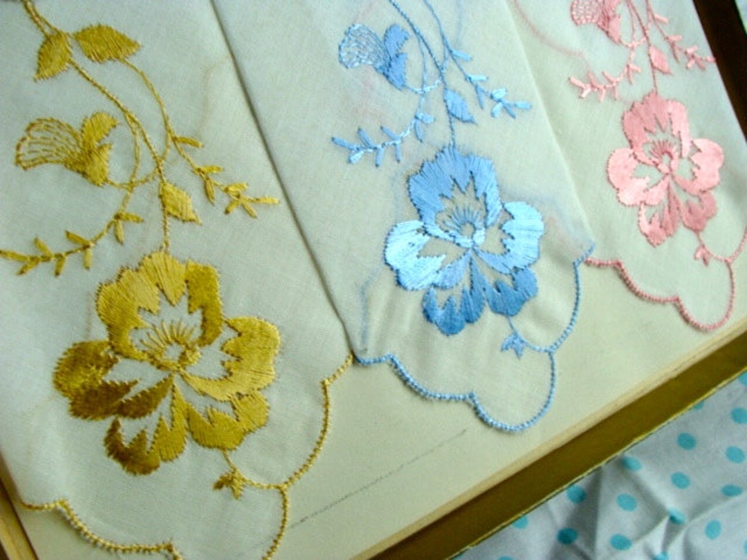 Vintage Gorgeous Embroidered Wedding Hankies Boxed Set - Etsy