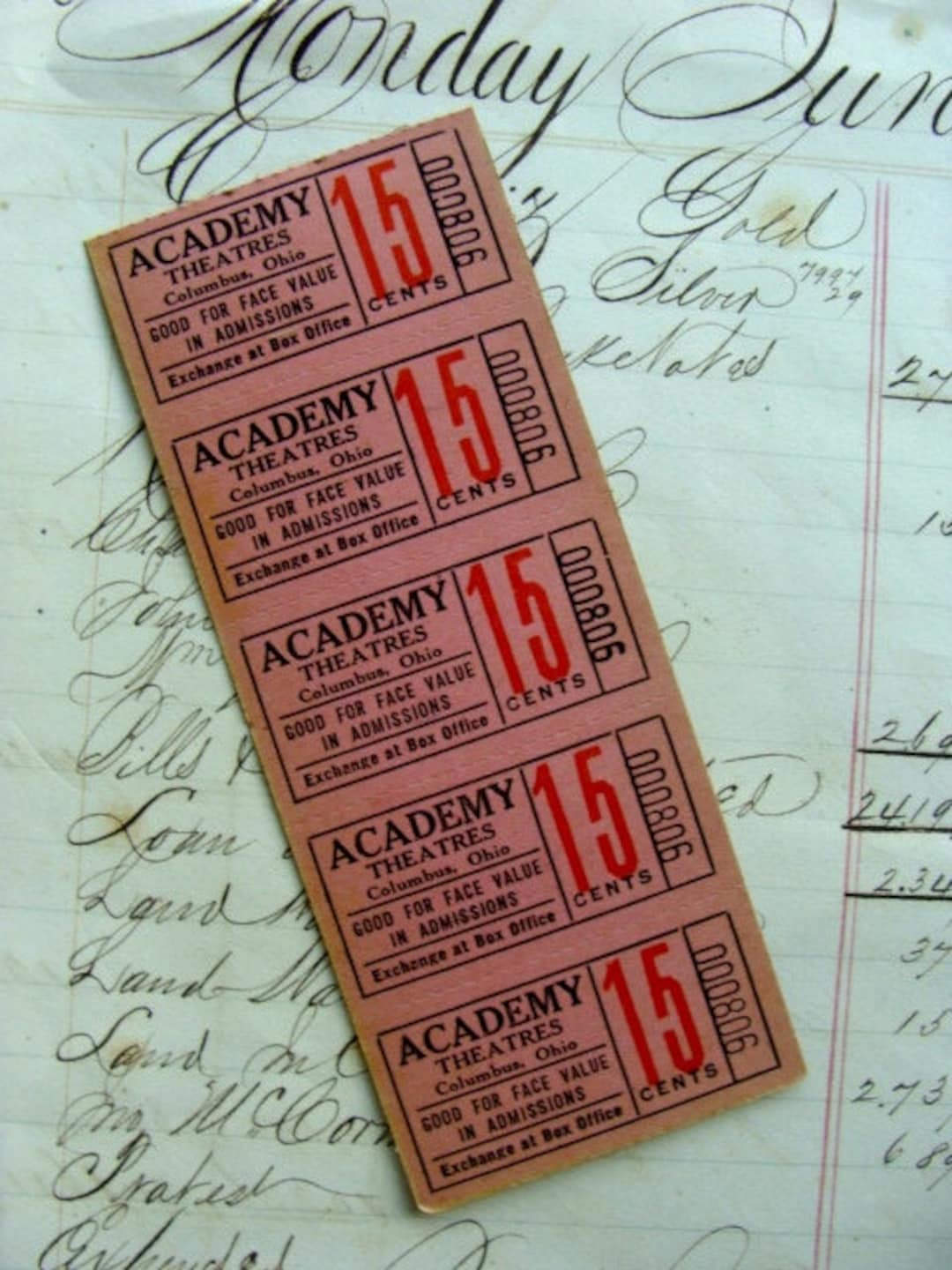 5 Carnival Circus Rides Awesome 1950s 15 Cent Nostalgic Antique Tickets ...