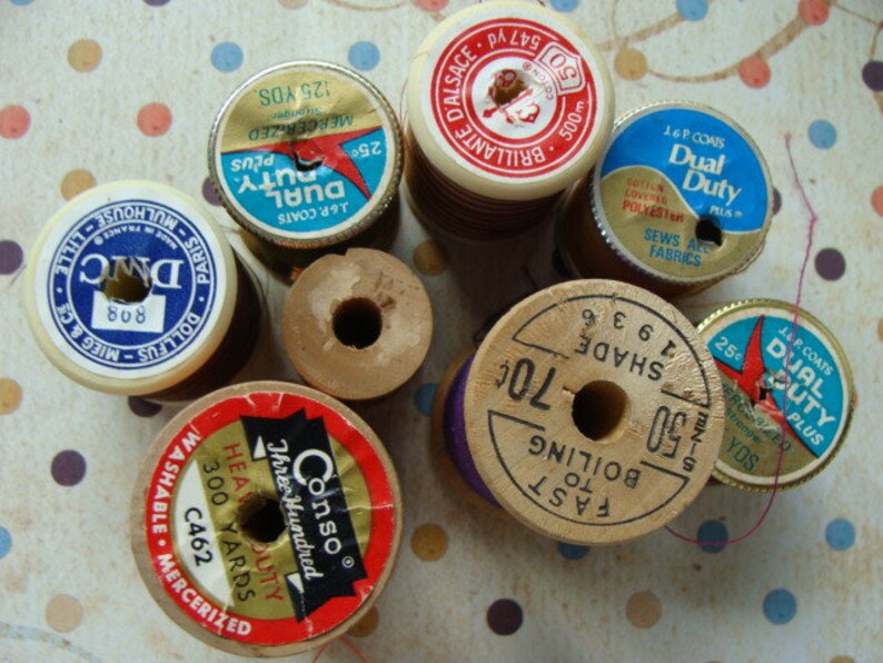 8 Vintage Thread Spools Pretty Harvest Colors N077 - Etsy