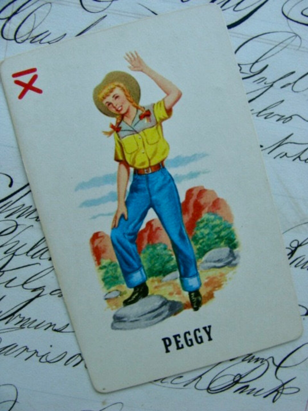 Rare Vintage Cowgirl Flash Card - Etsy