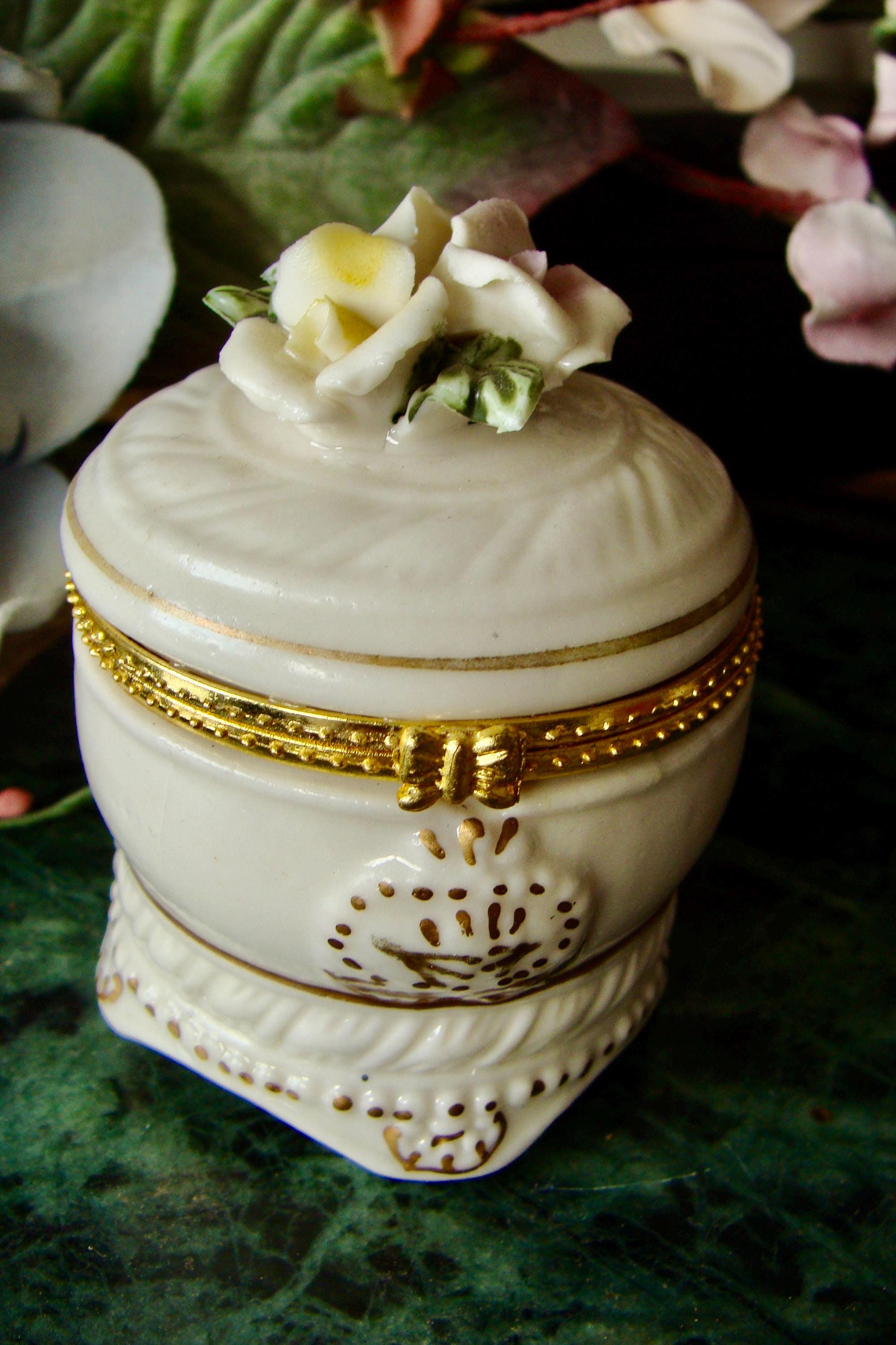Vintage Hand Painted Gilded Roses Cold War Victorian Porcelain Trinket ...