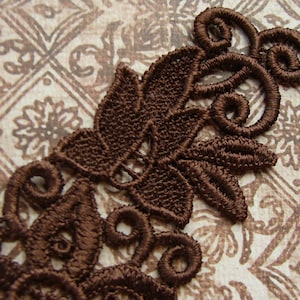 Vintage Beautiful Rich Brown Lace Appliqué Wonderful for Doll Collars ...
