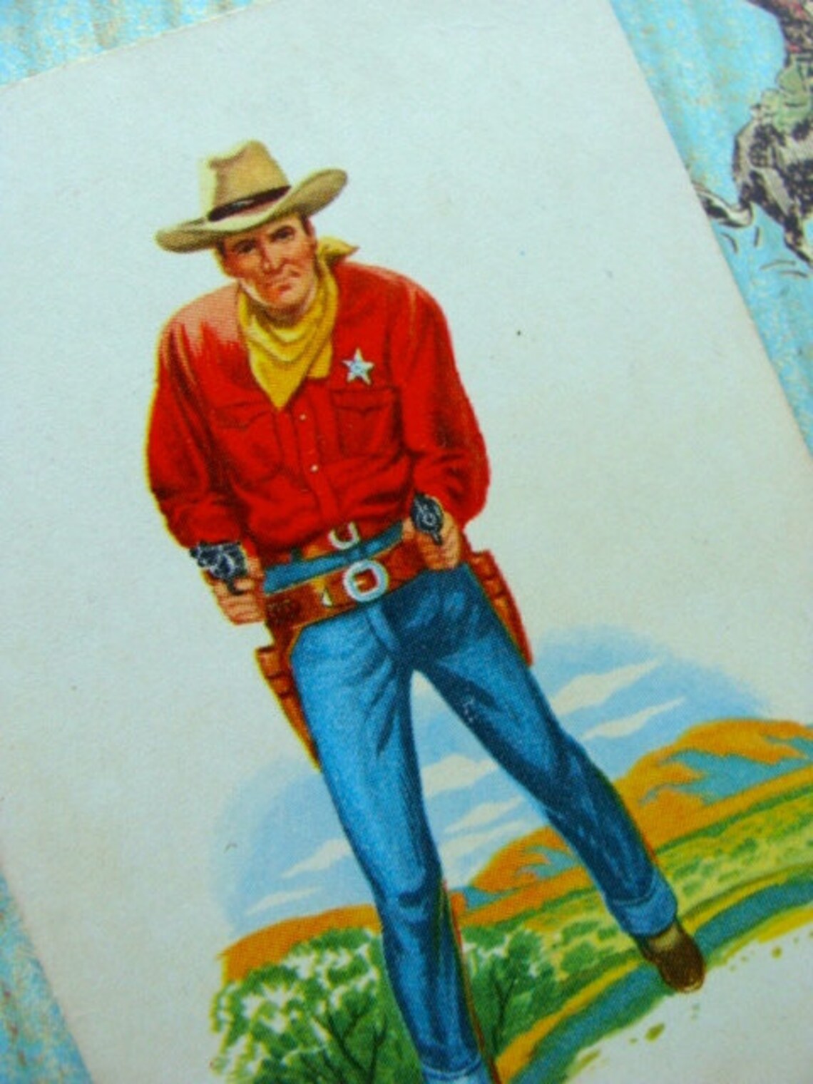 Rare Vintage Cowboy Flash Card | Etsy