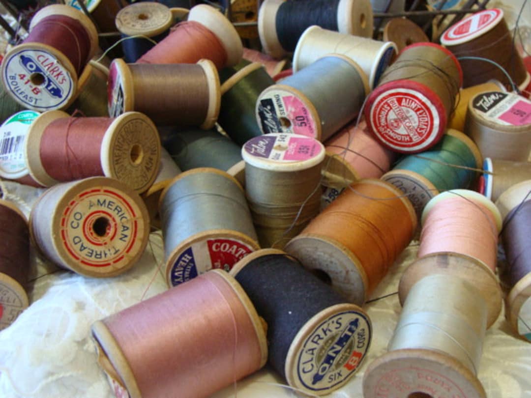 Jumbo and Large Spools Vintage Beautiful Colors Mostly Wooden Large ...