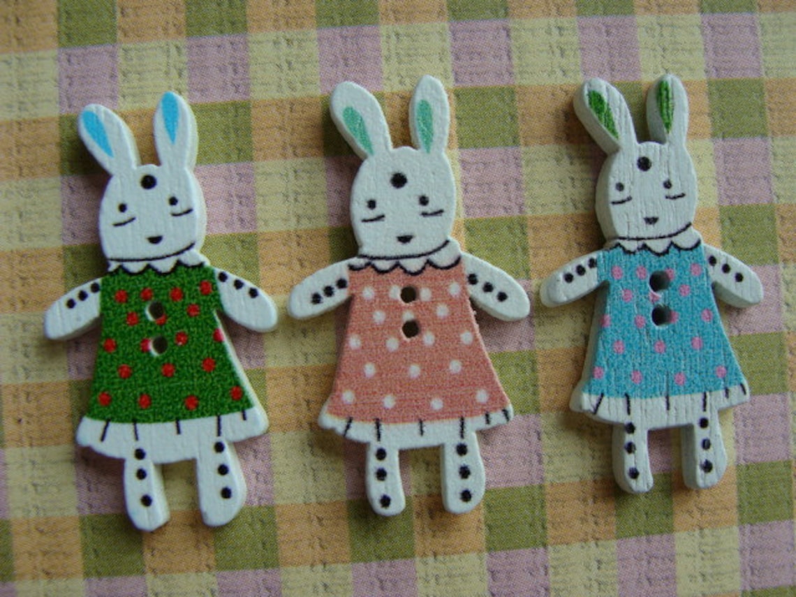 Sweet Adorable Bunny Buttons Bunnies in Rabbit Dresses Lot - Etsy