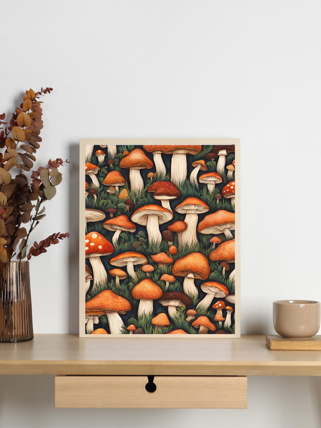 Mushroom Pattern Wall Art Mushroom Wall Pattern Art Print - Etsy