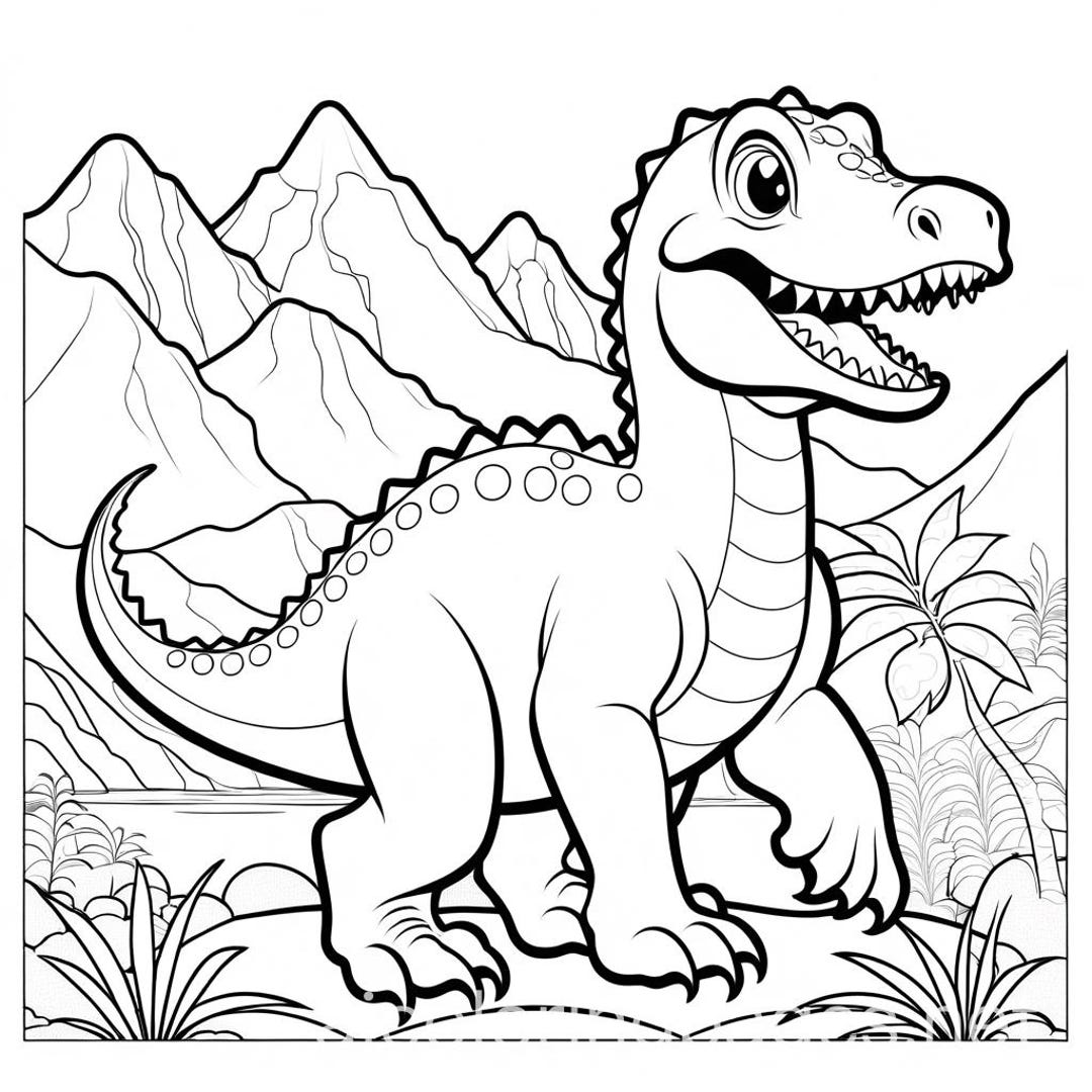 Cute Dinosaur Coloring Pages. Digital Download and Print. Dinosaur ...