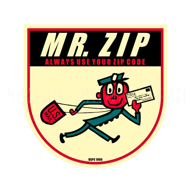 Sticker | Mr. Zip Sticker: 1960s USPS US Mail Vinyl Decal - Etsy