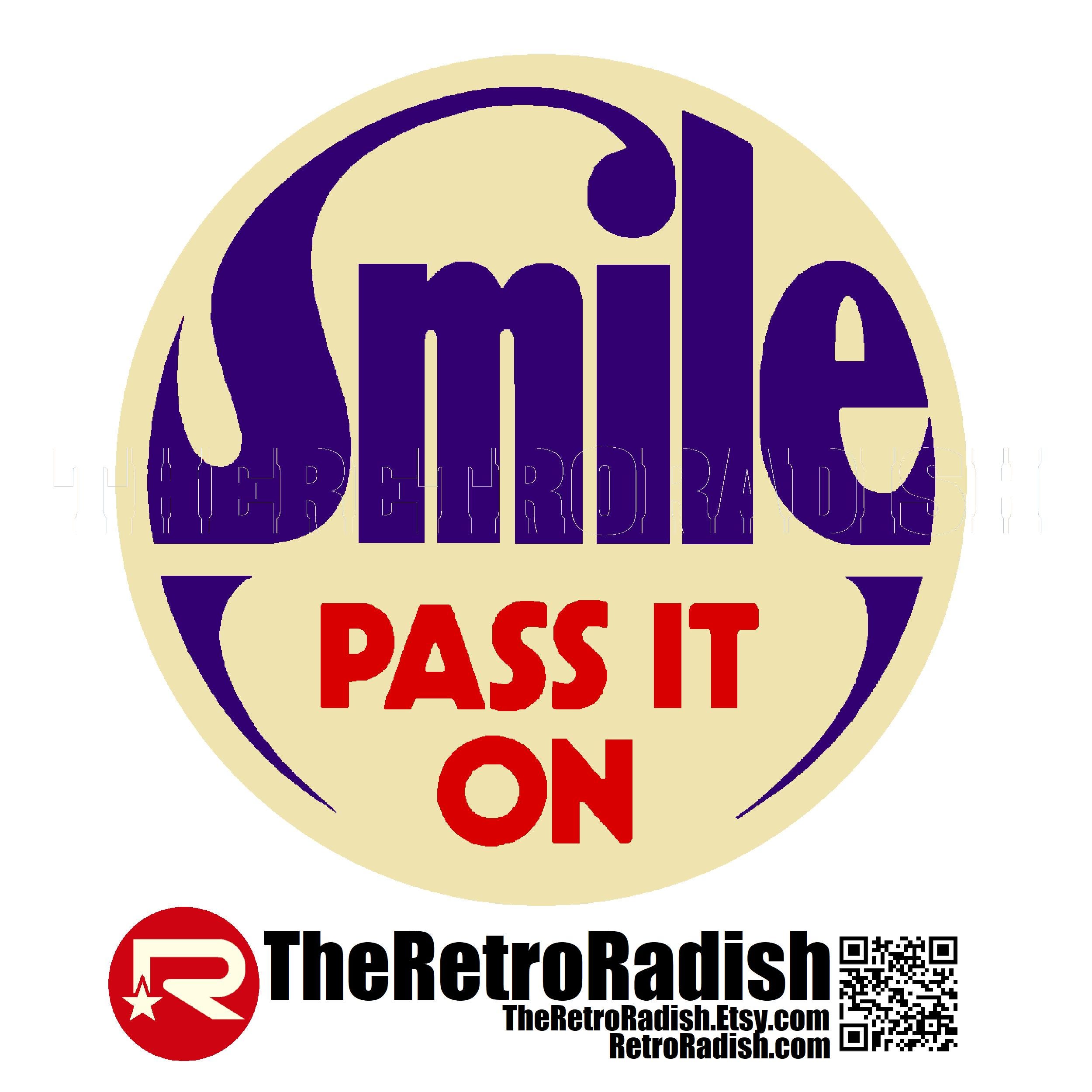 Sticker | 1970s Hippie Slogan Smile Pass It on Happy Sticker Decal ...