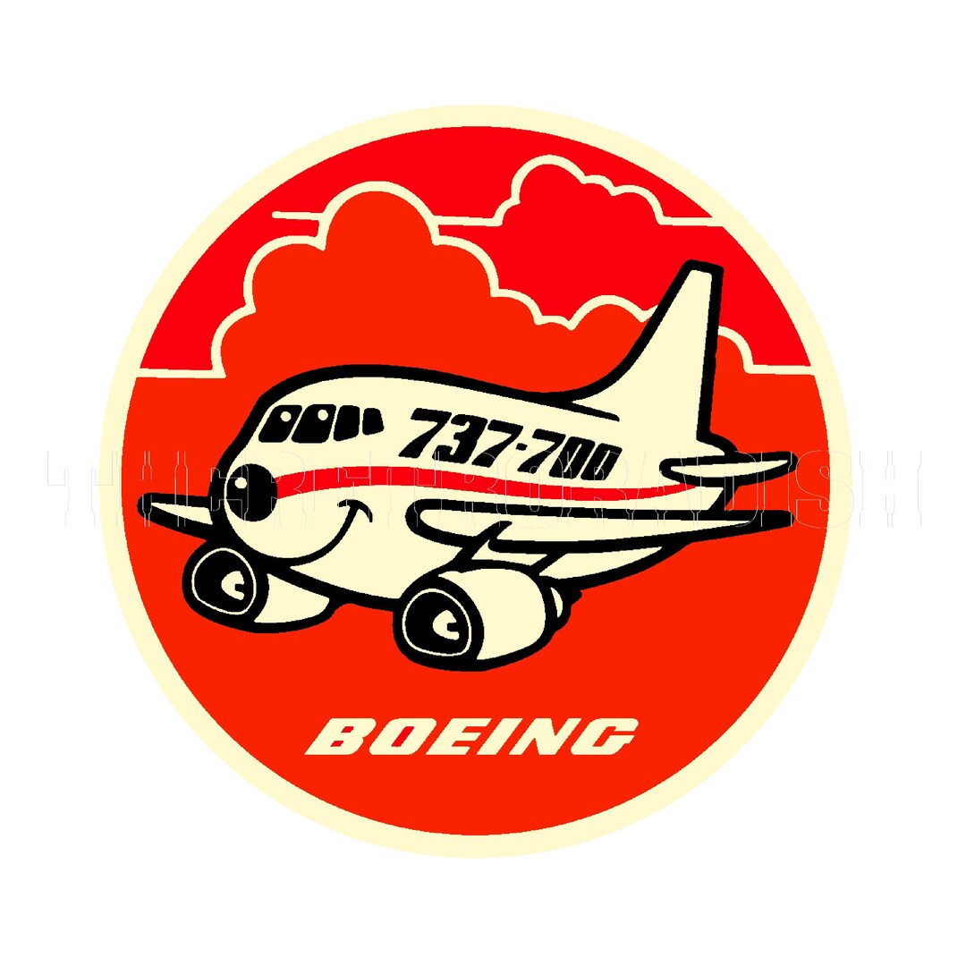 1980s Cartoon Smiling Jet Airplane Boeing 737 Sticker Decal Label - Etsy
