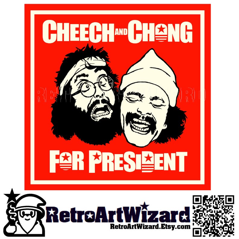 1970s Hippies Cheech and Chong for President Sticker Decal Label - Etsy
