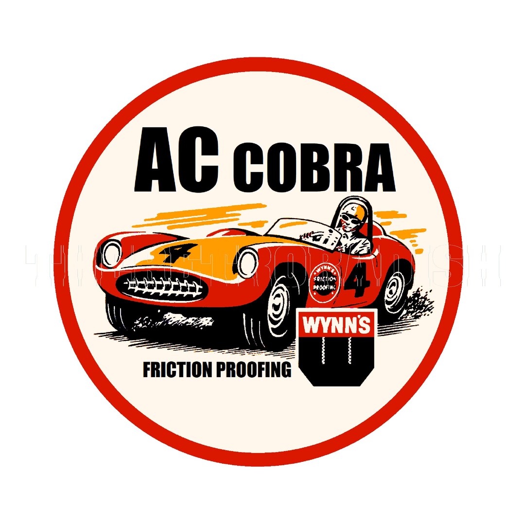 Sticker | 1960s Wynn's Friction Proofing Sports Car Racing AC Cobra ...