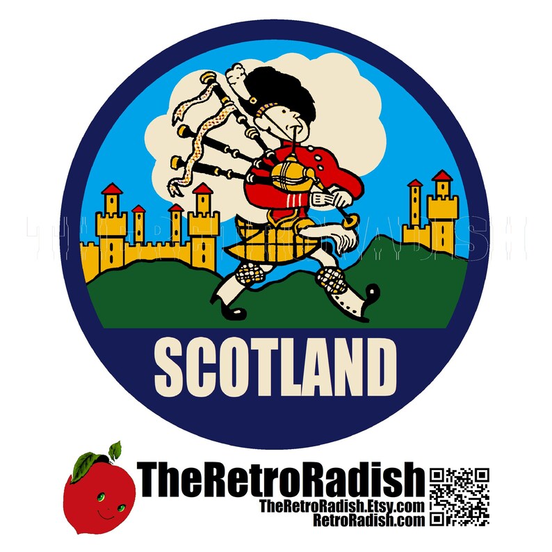 1960s Scottish Castles and a Bagpipe Player Scottish Piper in Kilt ...