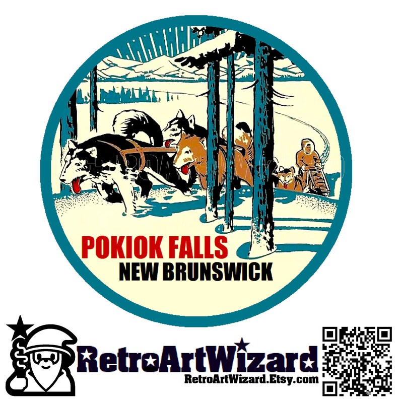 1950s NB Canada Canadian Huskies and Sled Pokiok Falls New Brunswick ...