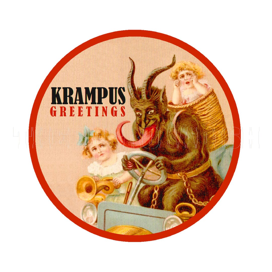 Sticker | 1920s Central Eastern Alpine Folklore Merry Krampus Greetings ...