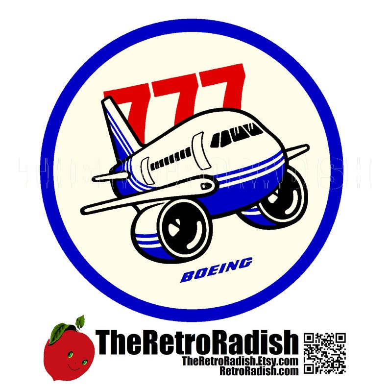 1990s Cartoon Jet Airplane Boeing 777 Sticker Decal Label - Etsy