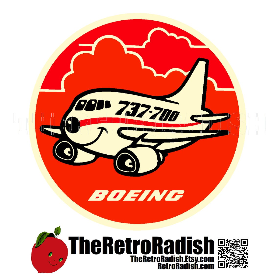 1980s Cartoon Smiling Jet Airplane Boeing 737 Sticker Decal Label - Etsy