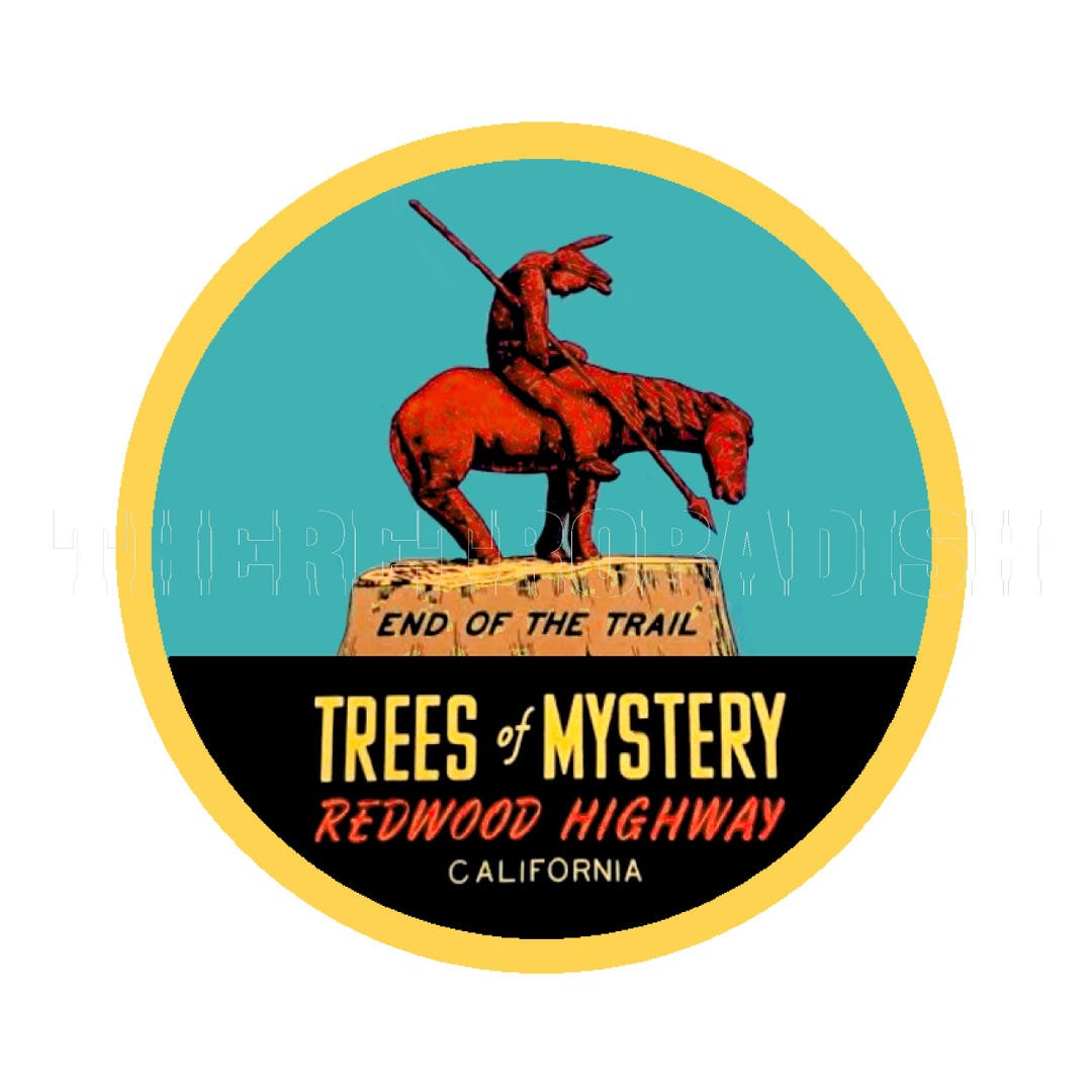 1950s CA State Redwood Trees of Mystery End of the Trail Statue ...