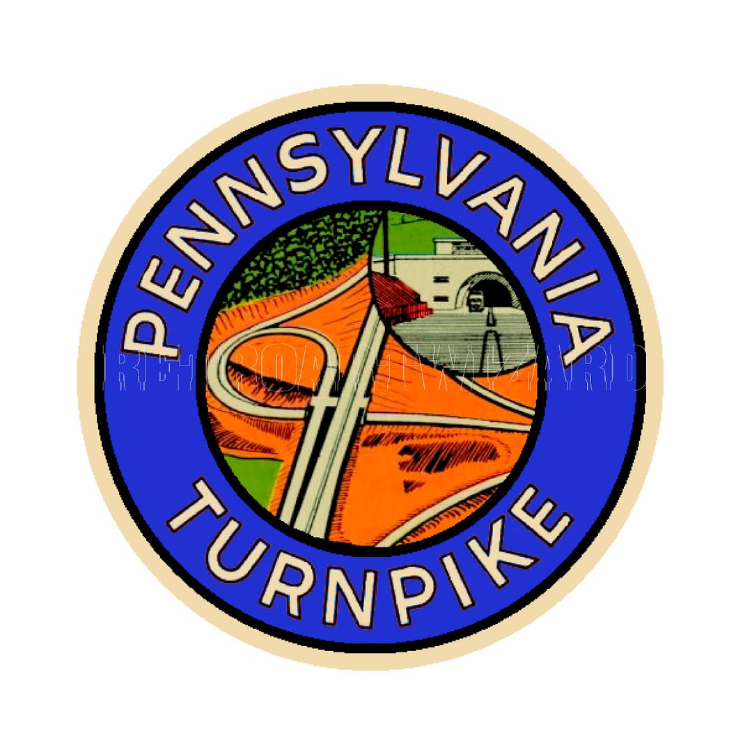 1950s PA State Pennsylvania Vehicle Tunnel and Turnpike Sticker Decal ...