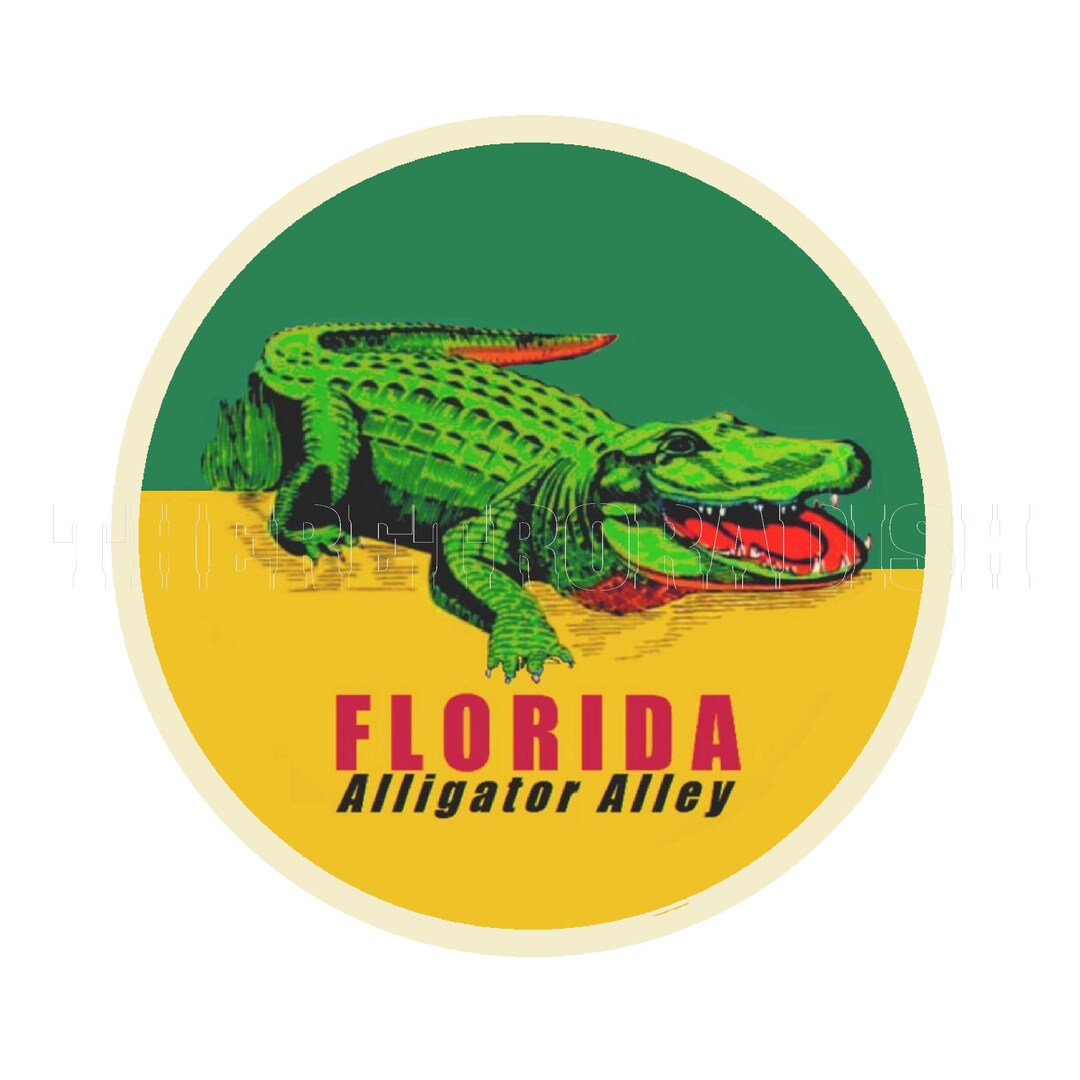 Sticker | 1970s FL State Alligator Alley Florida Sticker Decal Label - Etsy