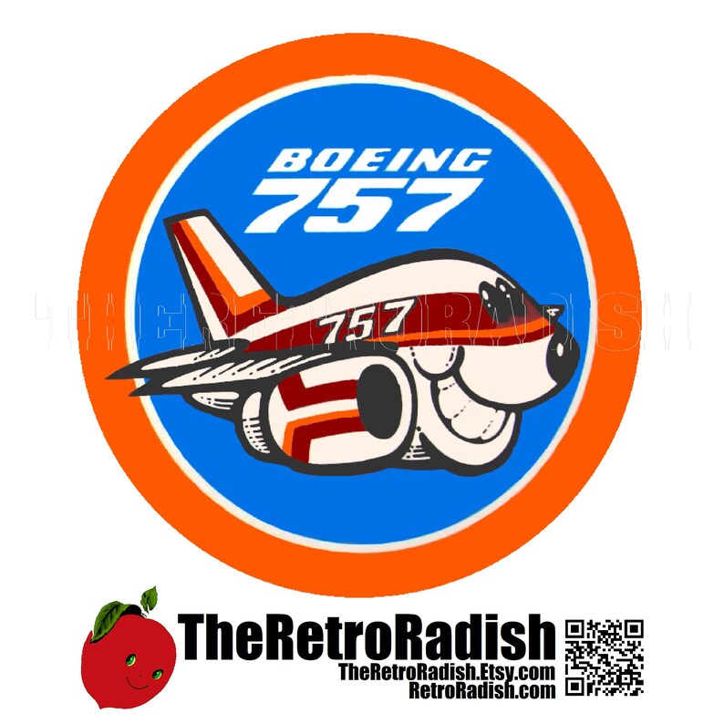 Sticker | 1980s Cartoon Smiling Jet Airplane Boeing 757 Sticker Decal ...
