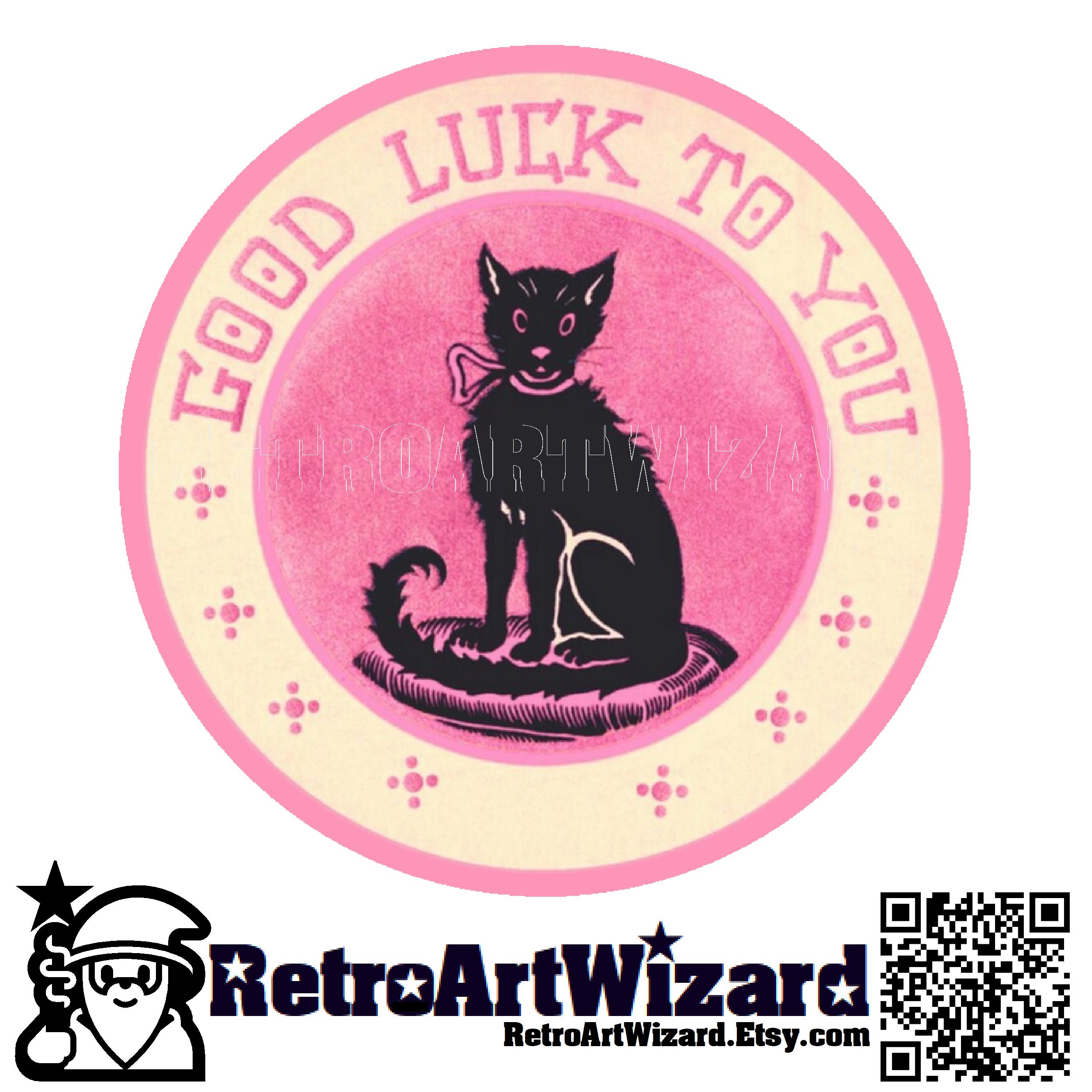 1940s Cute Lucky Black Cat Good Luck to You Sticker Decal Label - Etsy