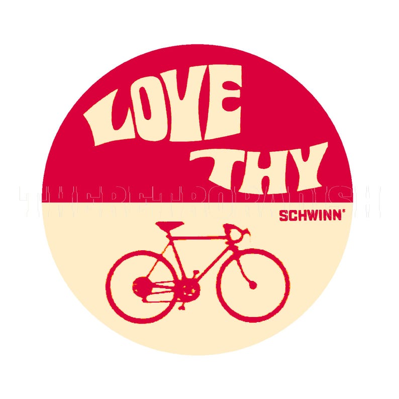 Sticker | 1970s Bicycle Bike Rider Love Thy Schwinn Sticker Decal Label ...