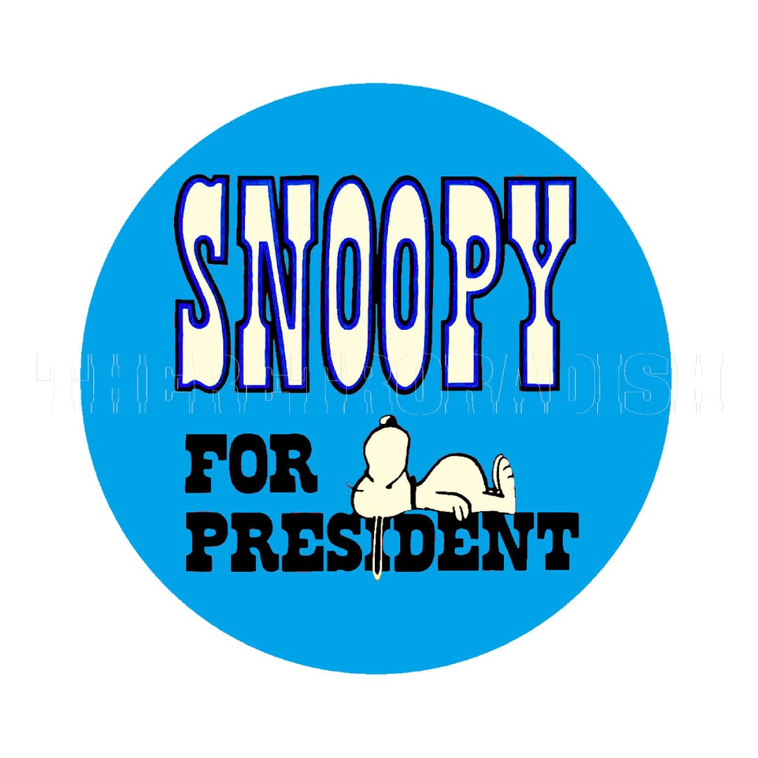 Sticker | 1970s Blue Cute 'snoopy for President' Taking a Nap on His ...