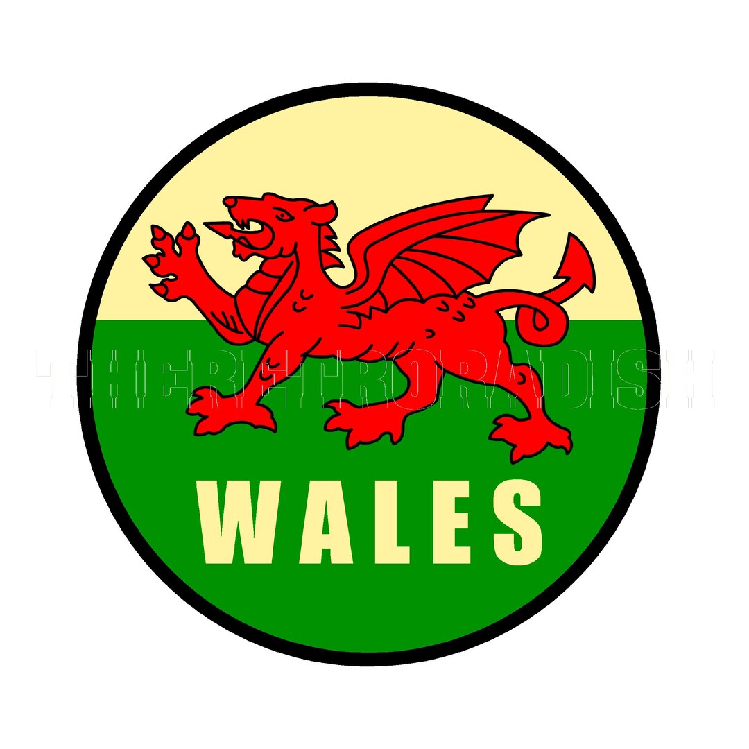 Sticker | 1950s Cymru Draig Flag of Wales With Welsh Red Dragon Wales ...
